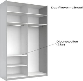 Skříň s posuvnými dveřmi 1,5x2,4 m lesklá / zrcadlo Megy