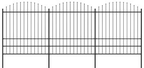 Zahradní plot s kopím nahoře ocelový 504 x 200 cm černý 277750