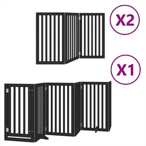 Zábrana pro psy s dvířky skládací 12 panelů černá 600 cm topol 3155657
