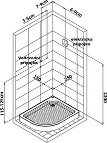 BPS-koupelny Hydromasážní box HYD-Michele 120 L, 120x85 levý bez sauny