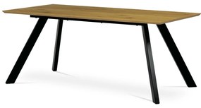 Jídelní stůl HT-723 OAK, 180x90 cm, MDF 3D dekor divoký dub, kov černý lak mat