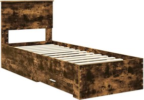 Rám postele Uzený dub a stříbrná 75 x 190 cm Kompozitní dřevo 3410962