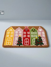Sinsay - Vánoční koupelnová předložka s potiskem domků - vícebarevná