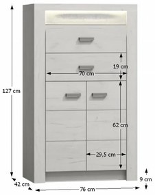 Komoda Cristalera 2, jasan bílá