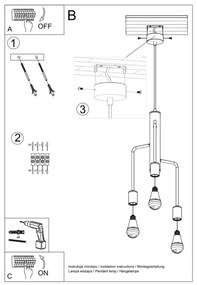 Sollux SL.0302 - Lustr na lanku DUOMO 3M 3xE27/60W/230V černá