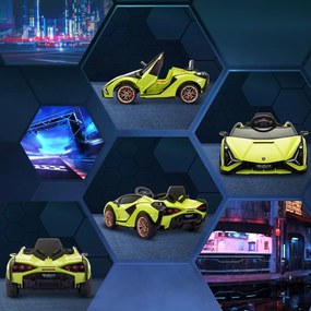 HOMCOM Dětské auto, 2 jízdní režimy, Lamborghini SIAN SUV auto na hraní, elektrické auto s dálkovým ovládáním, hudba (MP3/USB), 37-60 měsíců, zelené …
