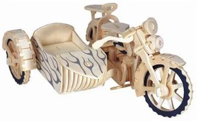 Woodcraft Dřevěné 3D puzzle Motorka trojkolka Sajdkára