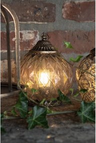 Měděná skleněná svítící LED lucerna Balli - Ø 15*19 cm