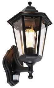 Venkovní nástěnná lampa černá s pohybovým senzorem - Havana IP44