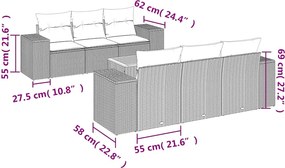 7dílná zahradní sedací souprava s poduškami černá polyratan 3225334