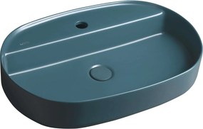 Sapho Isvea - Umyvadlo na desku 60x40 cm, otvor pro baterii, zelená petrol 10NF65060-2P