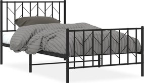 vidaXL Kovový rám postele s hlavovým a nožním čelem 100 x 200 cm [374450] Barva: Černá