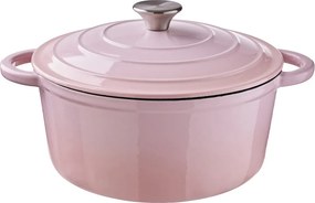 HOT IRON Litinový hrnec kulatý 33 cm - sv. růžová
