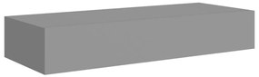 vidaXL Nástěnné police se zásuvkou 2 ks šedé 60 x 23,5 x 10 cm MDF