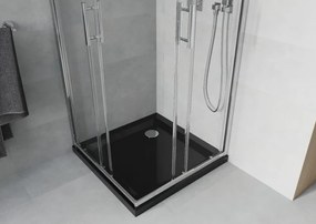 Mexen Rio, čtvercový sprchový kout 70 x 70 cm, 6mm čiré sklo, chromový profil + černá sprchová vanička, 860-070-070-01-00-4070