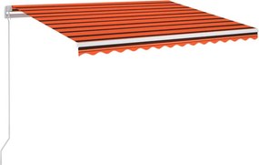 Ručně zatahovací markýza s LED světlem 350x250 cm oranžovohnědá 3068885