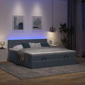 Osmanský rám postele s matrací tmavě šedý 200x200cm samet 3312912
