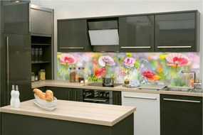 DIMEX | Fototapeta do kuchyně Letní barevná louka KI-260-199 | 260 x 60 cm | vícebarevná, zelená