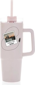 Personalizovaná cestovní termoska s průhledným víčkem s fotkou a cestovatelským motivem