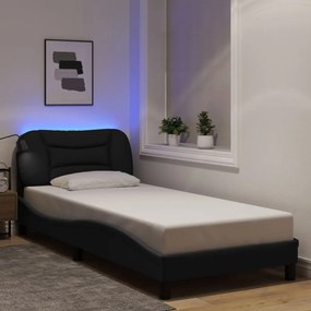 Rám postele s LED bez matrace Hvar černý 80x200 cm Látka 3213664