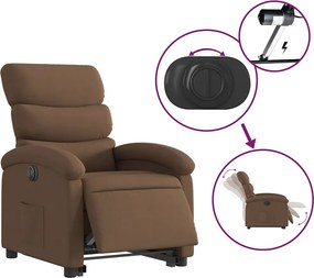Elektrické zvedací polohovací křeslo hnědé textil 3204006