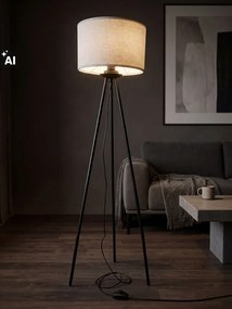 Sinsay - Stojací lampa na trojnožce s válcovým stínidlem - béžová