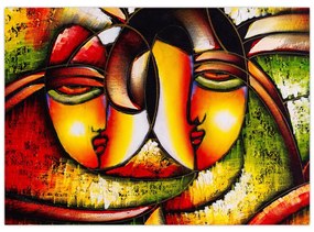 Obraz - Olejomalba, abstraktní obličeje (70x50 cm)