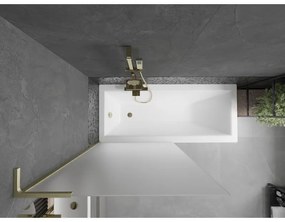 Mexen Next L, 1-křídlová vanová zástěna 90 x 150 cm, 6mm sklo námraza, zlatý matný profil, 895-090-000-03-30-55