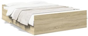 Rám postele se zásuvkami dub sonoma 120x200 cm kompozitní dřevo - Default Title