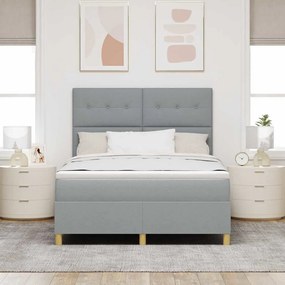 Postel s boxspringem s čelo Světle šedá 140 x 200 cm textil 3339623