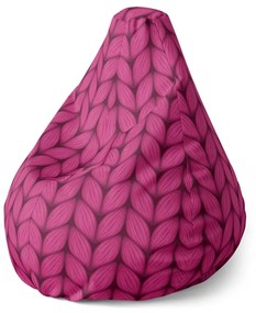Sablio Sedací vak Pear Pletení ve fuchsiové barvě - 70 x 95 x 15 cm
