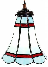 Modrá závěsná Tiffany lampa červené pruhy RedLine – 15x115 cm