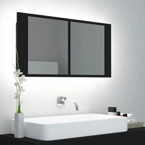 LED koupelnová skříňka se zrcadlem černá 90 x 12 x 45 cm akryl - Default Title