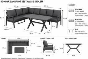 Doppler LIFE - zahradní hliníková jídelní souprava rohová