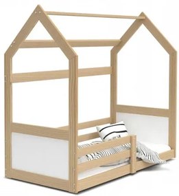 Dětská postel DOMEK MIKI 80x160 cm v borovicovém provedení se zábranami