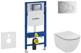 Geberit Duofix - Set předstěnové instalace, klozetu a sedátka Ideal Standard Tesi, tlačítka Sigma01, Aquablade, SoftClose, lesklý chrom 111.300.00.5 NU2