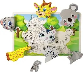 RAPPA Dřevěné puzzle zvířátka / Puzzle / 8 dílků