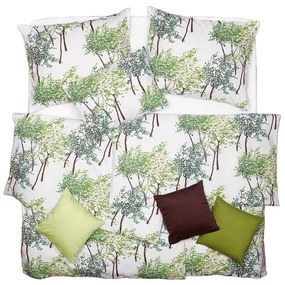 SCANquilt povlečení KLASIK DESIGN spring trees bílozelená 140 x 200/70 x 90 cm