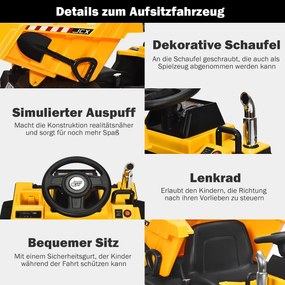 Costway 12 V dětský traktor s elektrickou zadní lopatou a dálkovým ovládáním