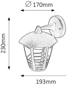 Rabalux 8617 - Venkovní nástěnné svítidlo MARSEILLE 1xE27/60W/230V IP44