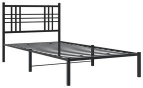 Kovový rám postele s čelem černý 100 x 200 cm