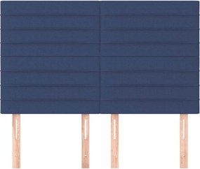 Čelo postele modré 144x5x118/128 cm látkové 3116476