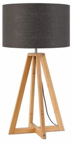 Stolní lampa s tmavě šedým stínidlem a konstrukcí z bambusu Good&amp;Mojo Everest
