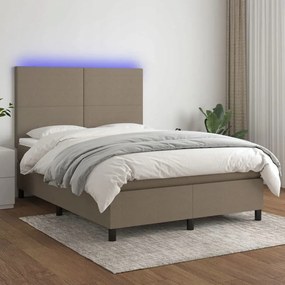 Box Spring Postel S Matrací A Led Textil Taupe Hladký design 140 x 200 cm