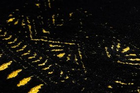 Dywany Łuszczów, Běhoun Gloss 408C 86 geometric black/gold, 80x300, černá, obývací pokoj