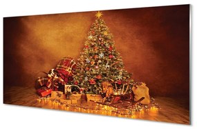 Obraz na skle Vánoční osvětlení dekorace dárky 100x50cm