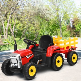 Costway 3-rychlostní dětský traktor 12 V pojízdný traktor s – červený