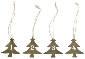 Bronzové antik kovové vánoční stromky s čísly 1-4 na svíčky - 5*6cm