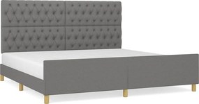 Rám postele s čelem tmavě šedý 200x200 cm textil 3125325