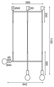 ACA DECOR Závěsné svítidlo KYOTO max. 3x60W/E27/230V/IP20, zlaté